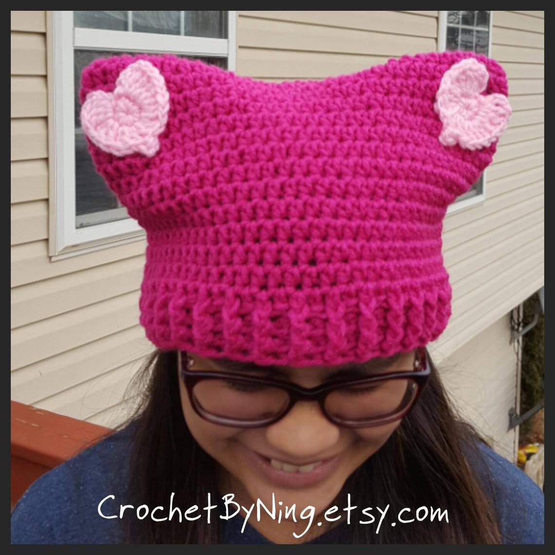 Pink Pussycat Hat Crochet Pussy Cat Beanie Pink Pussyhat Etsy