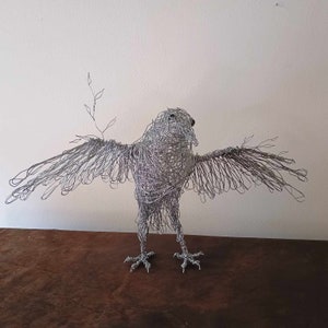 Crow Sculpture, Raven Sculpture, Wire Animal, Bird Figurine, Wire ...