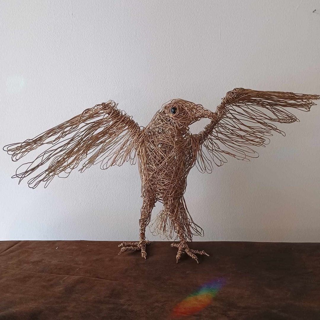 Crow Sculpture, Raven Sculpture, Wire Animal, Bird Figurine, Wire ...
