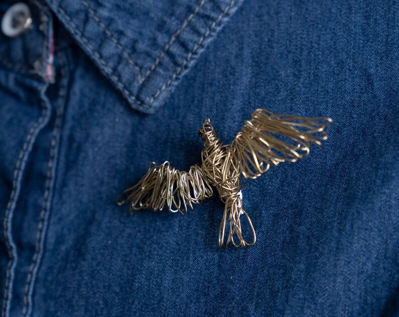 Dove Wire Brooch, Dove Pin, Pigeon Brooch, Pigeon Pin, Bird Brooch ...