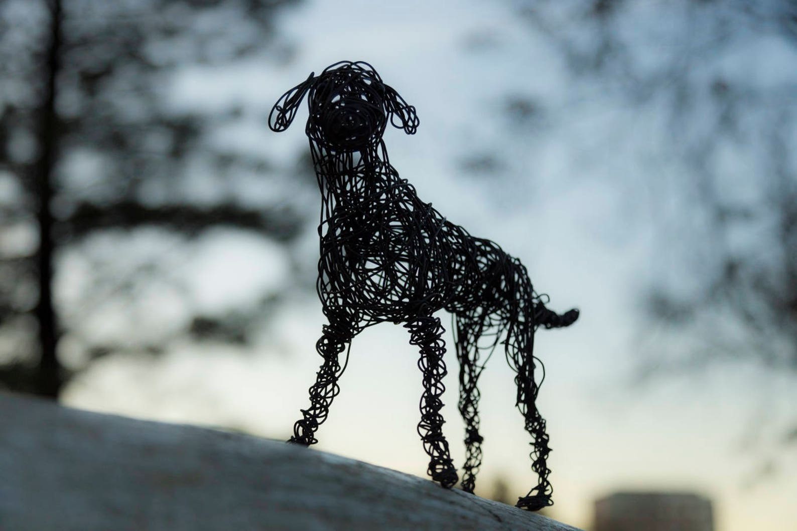 Dog Sculpture, Dog Ornament, Wired Metal Art, Dog Figurine, Metal Dog ...