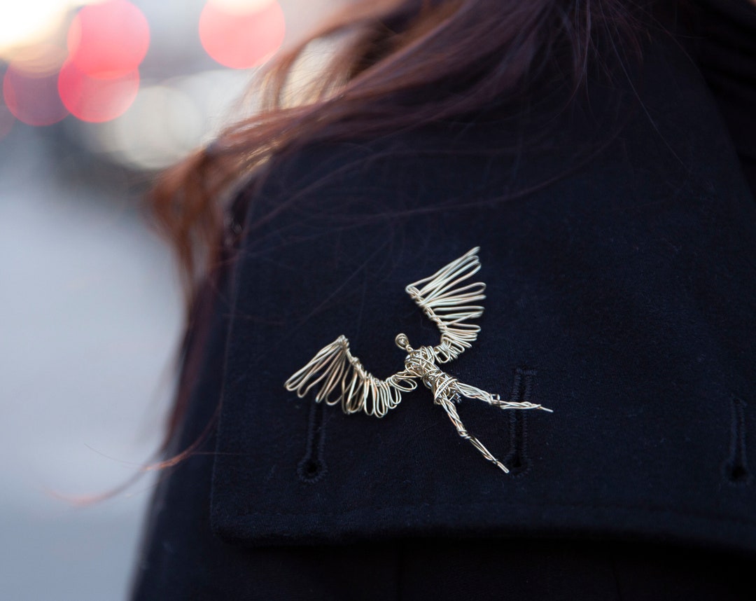 Angel Wire Brooch, Angel Pin, Angel Accessory, Wire Art, Guardian Angel ...