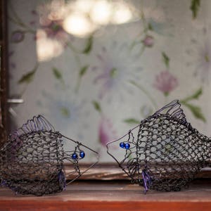 Fish Sclulpture, Wire Fish, Zodiac Decor, Wire Art, Fisherman Gift, Set ...