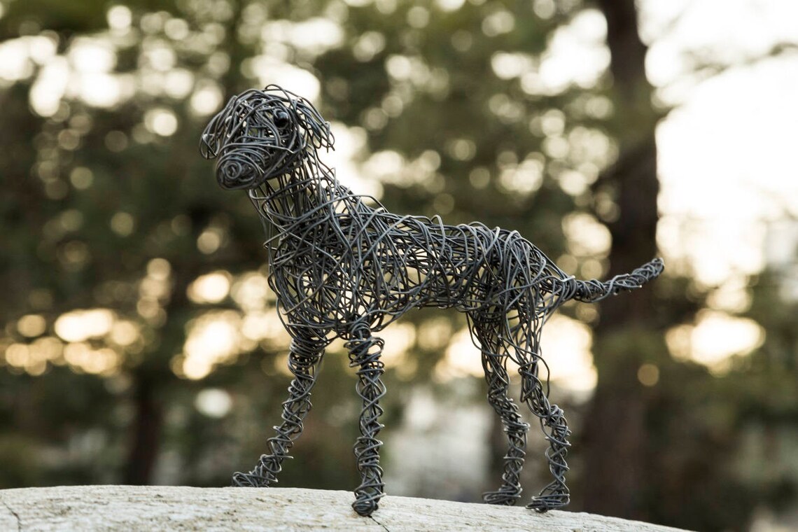 Dog Sculpture Dog Ornament Wired Metal Art Dog Figurine | Etsy