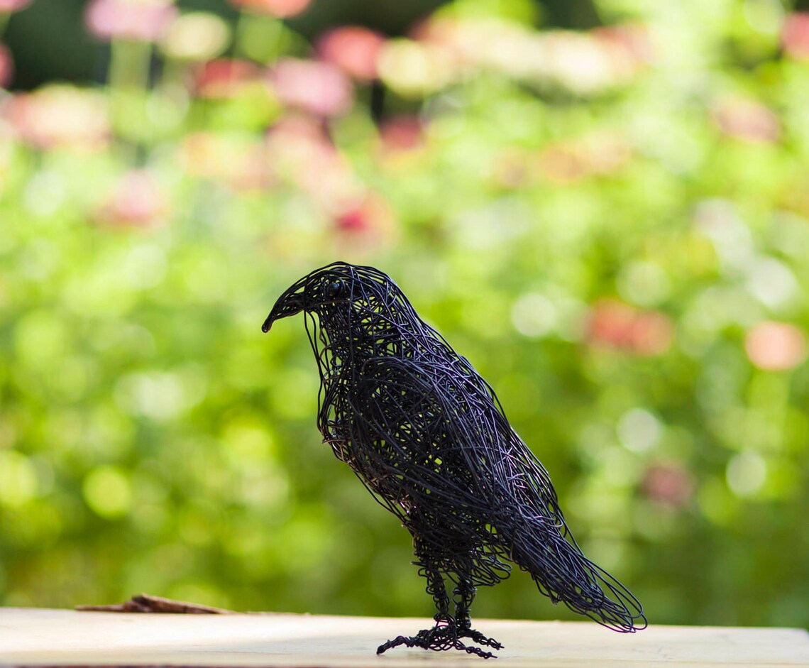 Bird Home Decor Crow Art Wire Bird Animal Gift Bird Lover - Etsy