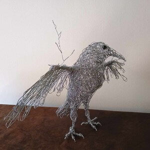 Crow Sculpture, Raven Sculpture, Wire Animal, Bird Figurine, Wire ...