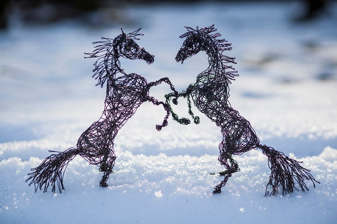 Wire Sculpture, Birthday Gift, Wire Horses, Horse Decor, Art Set, Wild ...