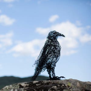 Crow Figurine, Crow Sculpture, Wire Animal, Big Bird Figurine, Wire ...