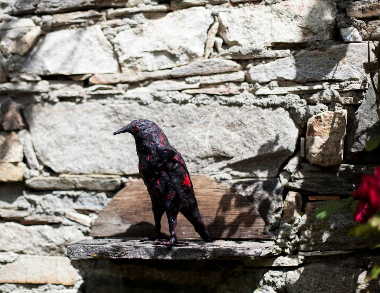 Crow Bird Red Animal Bird Paper Mache Art Red Bird Black | Etsy