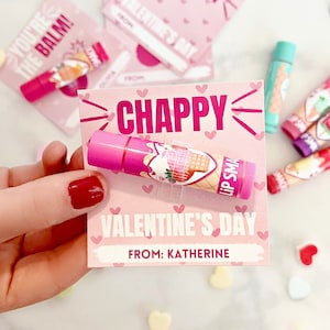 Chapstick Valentine Tags, Girl's Printable Valentine's, Toddler Girl ...