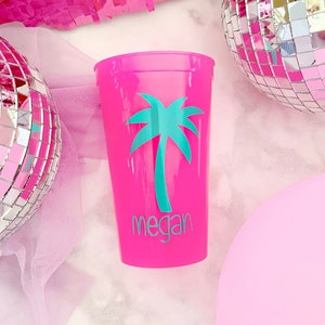 Personalized Palm Tree Stadium Cups, 22oz, Palm Tree Cups, Personalized ...