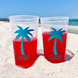Personalized Beach Cups, Beach Bachelorette Party Cups, Tropical Party ...