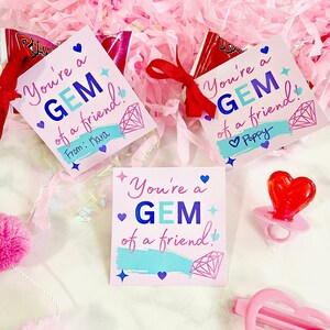 Ring Pop Valentine Tags, You're a Gem of a Friend Valentine, Printable ...