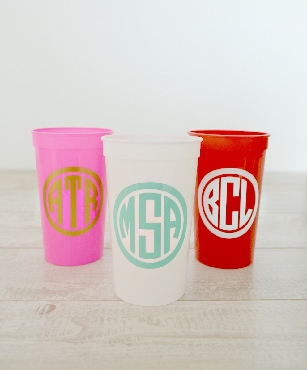 Monogrammed Cups 22oz Bachelorette Party Cups Monogram | Etsy