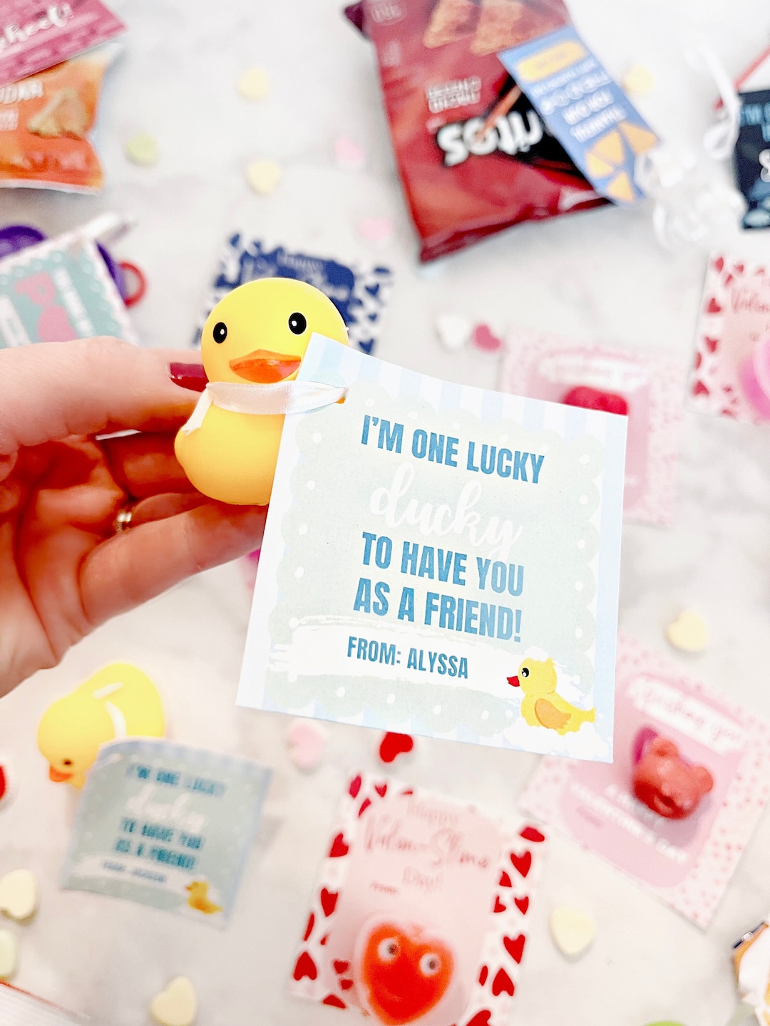 Rubber Duck Printable Valentines, Rubber Ducky Toy Valentines, Preppy ...