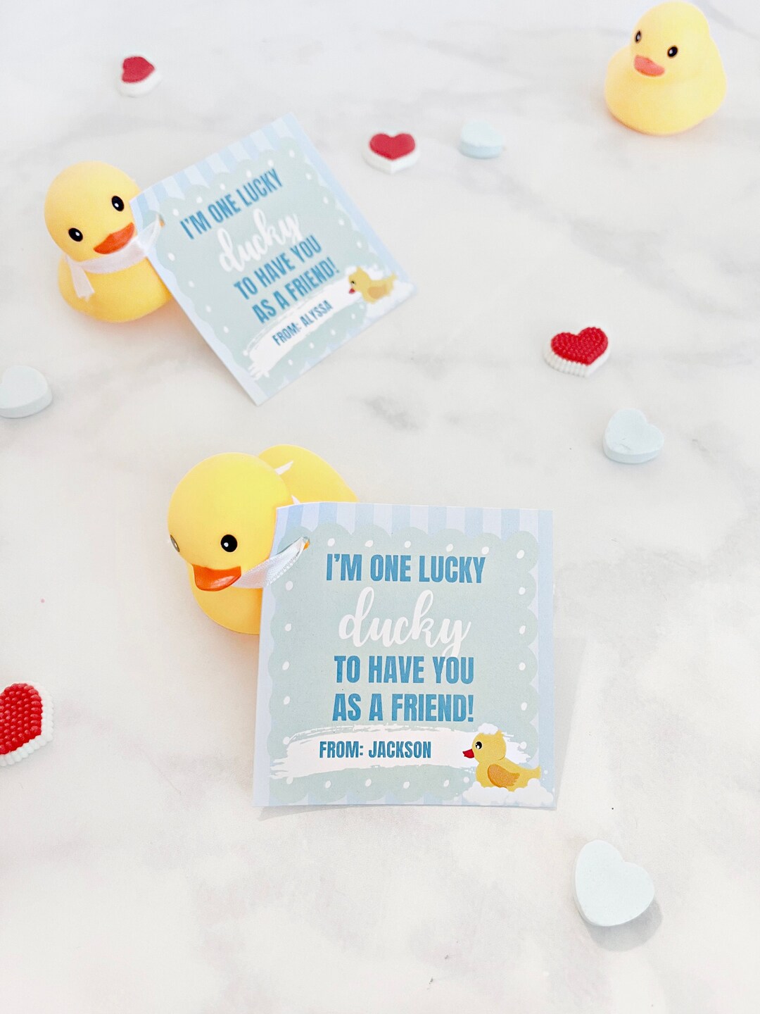 Rubber Duck Printable Valentines, Rubber Ducky Toy Valentines, Preppy ...