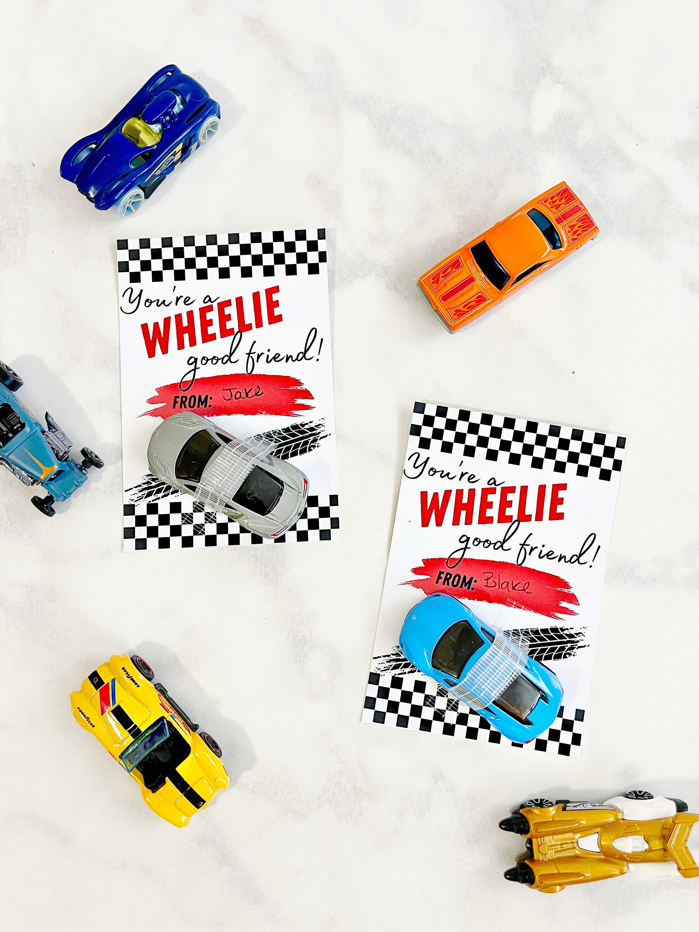Car Valentine, Printable Valentine Tags, You're a Wheelie Good Friend ...