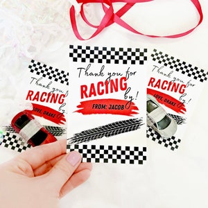 Car Birthday Party Favors, Printable Party Favor Tags, Thanks for Racing By, Car Party Favors ...