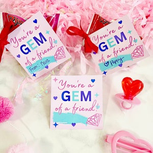 Ring Pop Valentine Tags, You're a Gem of a Friend Valentine, Printable ...