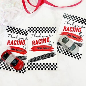 Car Birthday Party Favors, Printable Party Favor Tags, Thanks for Racing By, Car Party Favors ...