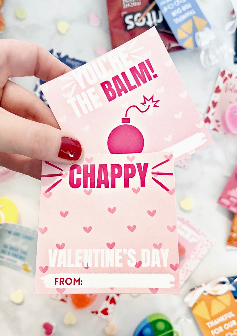 Chapstick Valentine Tags, Girl's Printable Valentine's, Toddler Girl ...