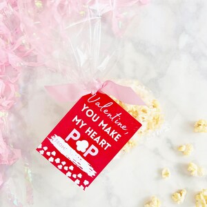 Popcorn Printable Valentine Tags, You Make My Heart Pop Valentine Tags ...