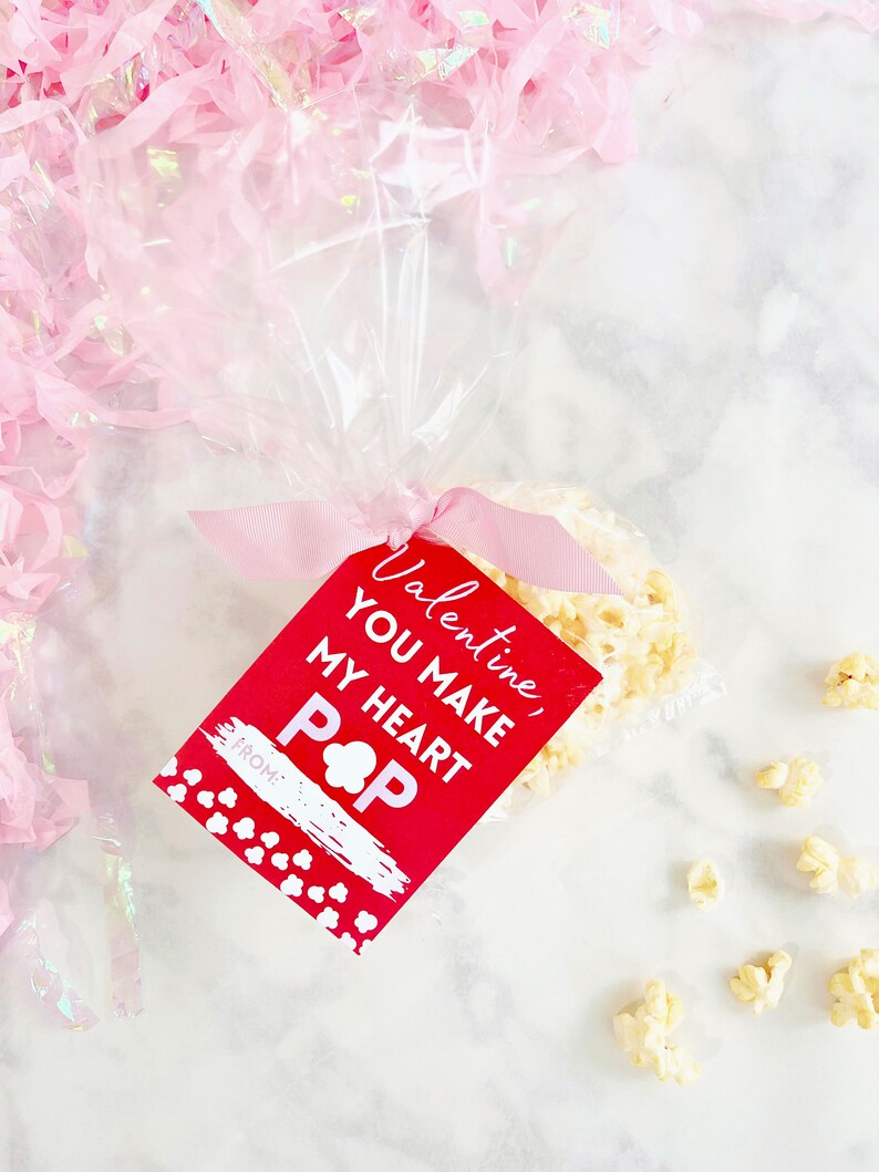 Popcorn Printable Valentine Tags You Make My Heart Pop - Etsy