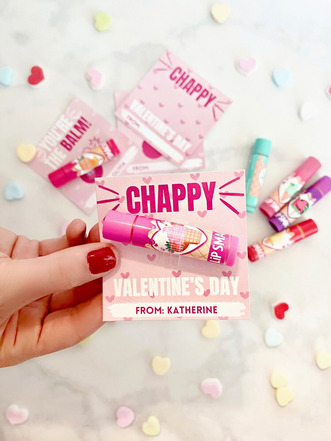 Chapstick Valentine Tags, Girl's Printable Valentine's, Toddler Girl ...