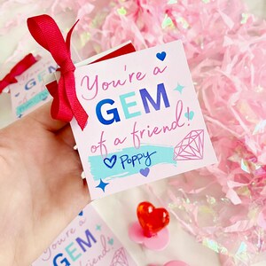 Ring Pop Valentine Tags, You're a Gem of a Friend Valentine, Printable ...