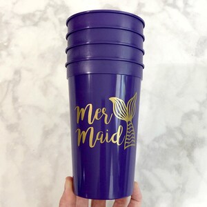 Mermaid Bachelorette Party Cups, 22oz, Merbride, Mermaid of Honor ...