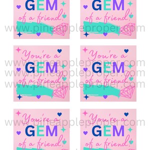 Ring Pop Valentine Tags, You're a Gem of a Friend Valentine, Printable ...