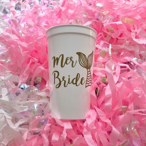Mermaid Bachelorette Party Cups, 22oz, Merbride, Mermaid of Honor ...