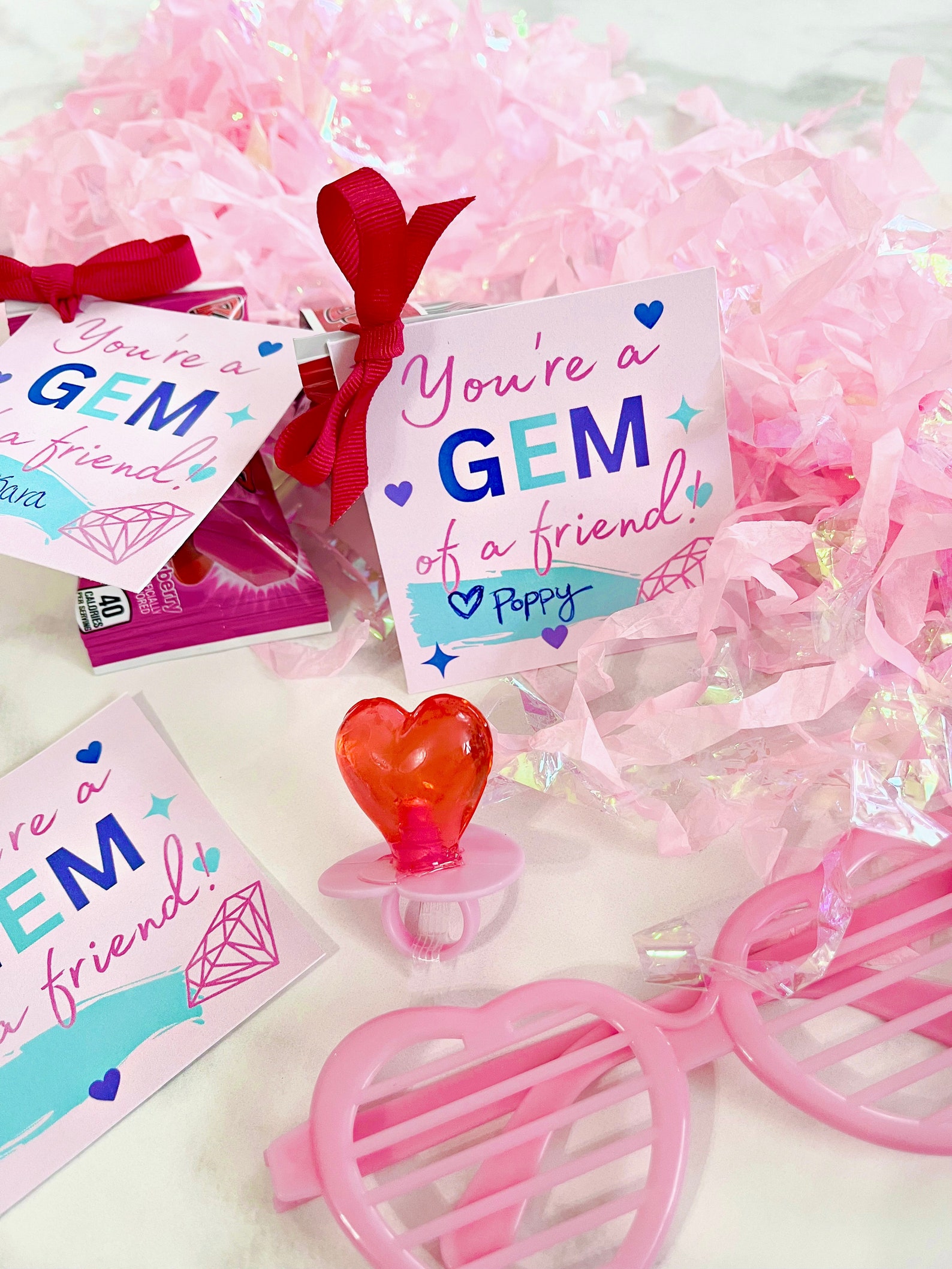 Ring Pop Valentine Tags, You're a Gem of a Friend Valentine, Printable ...