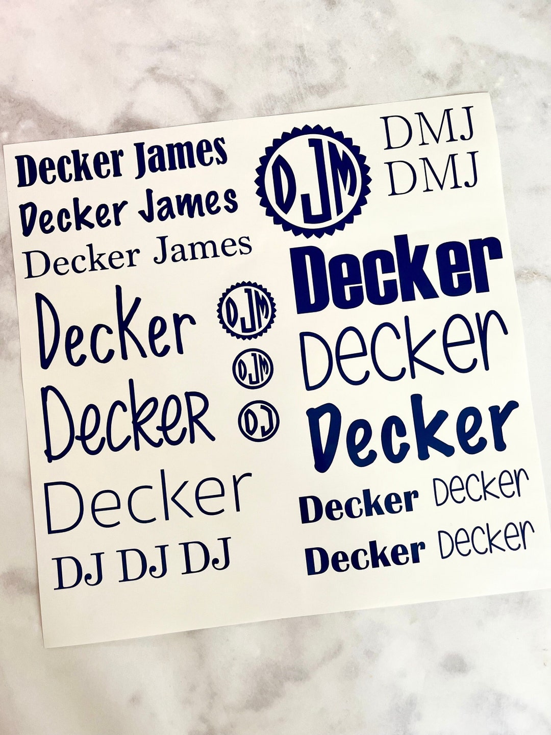 Sticker Decal Sheet, Name Decal Sheet, Monogram Decal Stickers, Name ...
