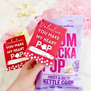 Popcorn Printable Valentine Tags, You Make My Heart Pop Valentine Tags ...