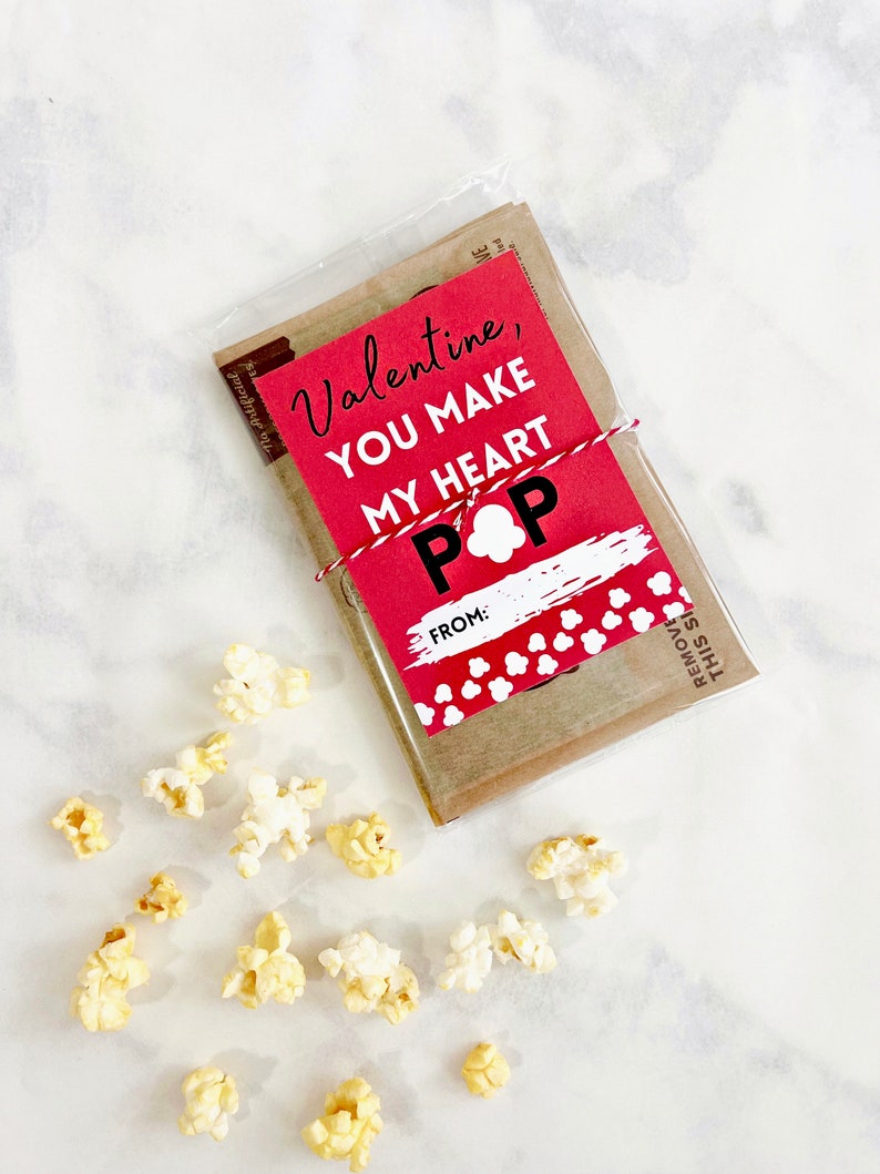 Popcorn Printable Valentine Tags You Make My Heart Pop - Etsy