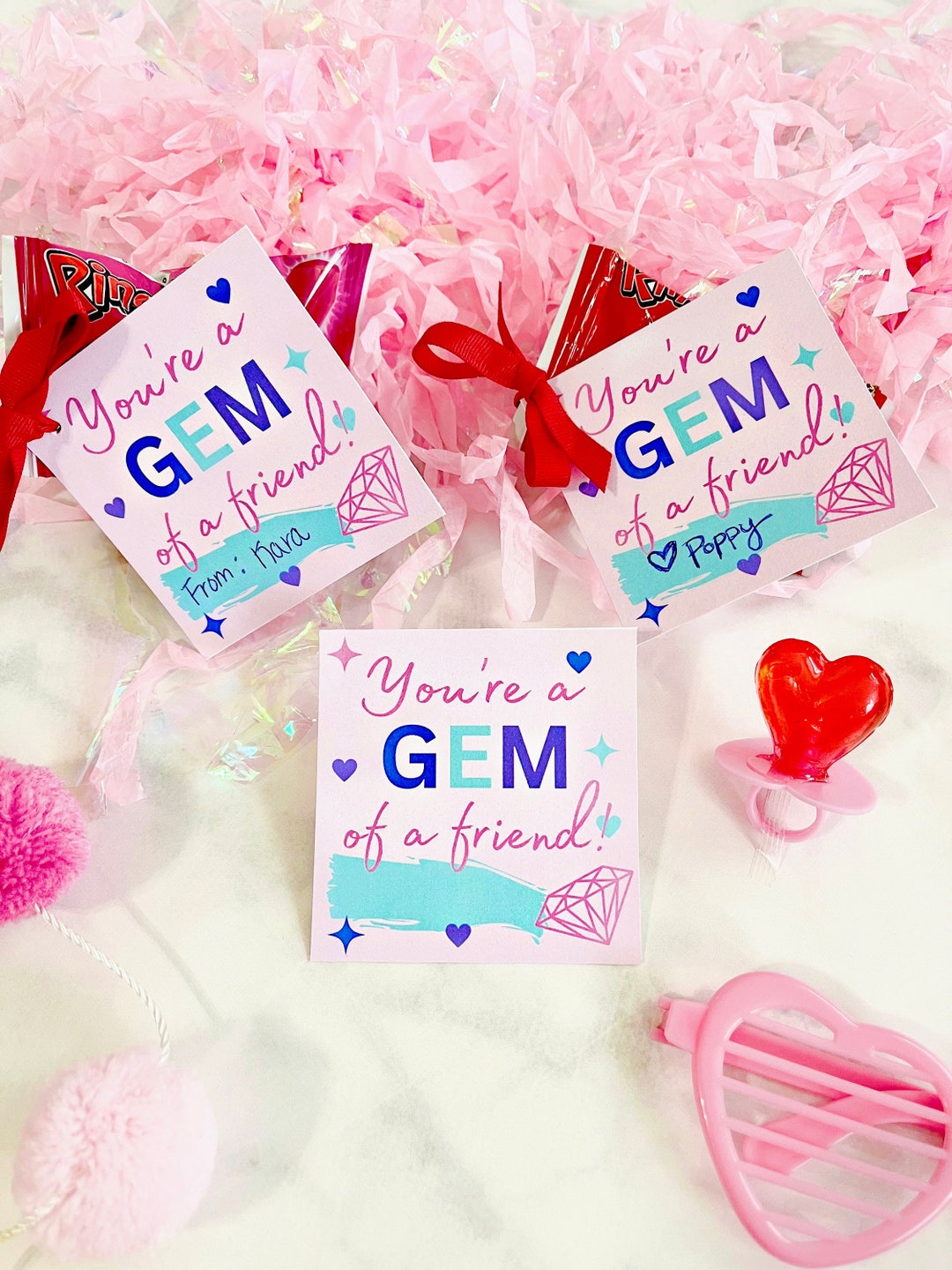 Ring Pop Valentine Tags, You're a Gem of a Friend Valentine, Printable ...