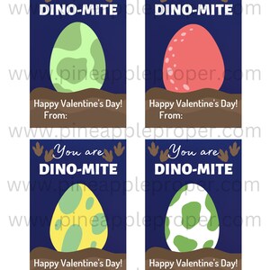 Dinosaur Valentine, You Are Dino-mite Valentine Tags, Printable ...