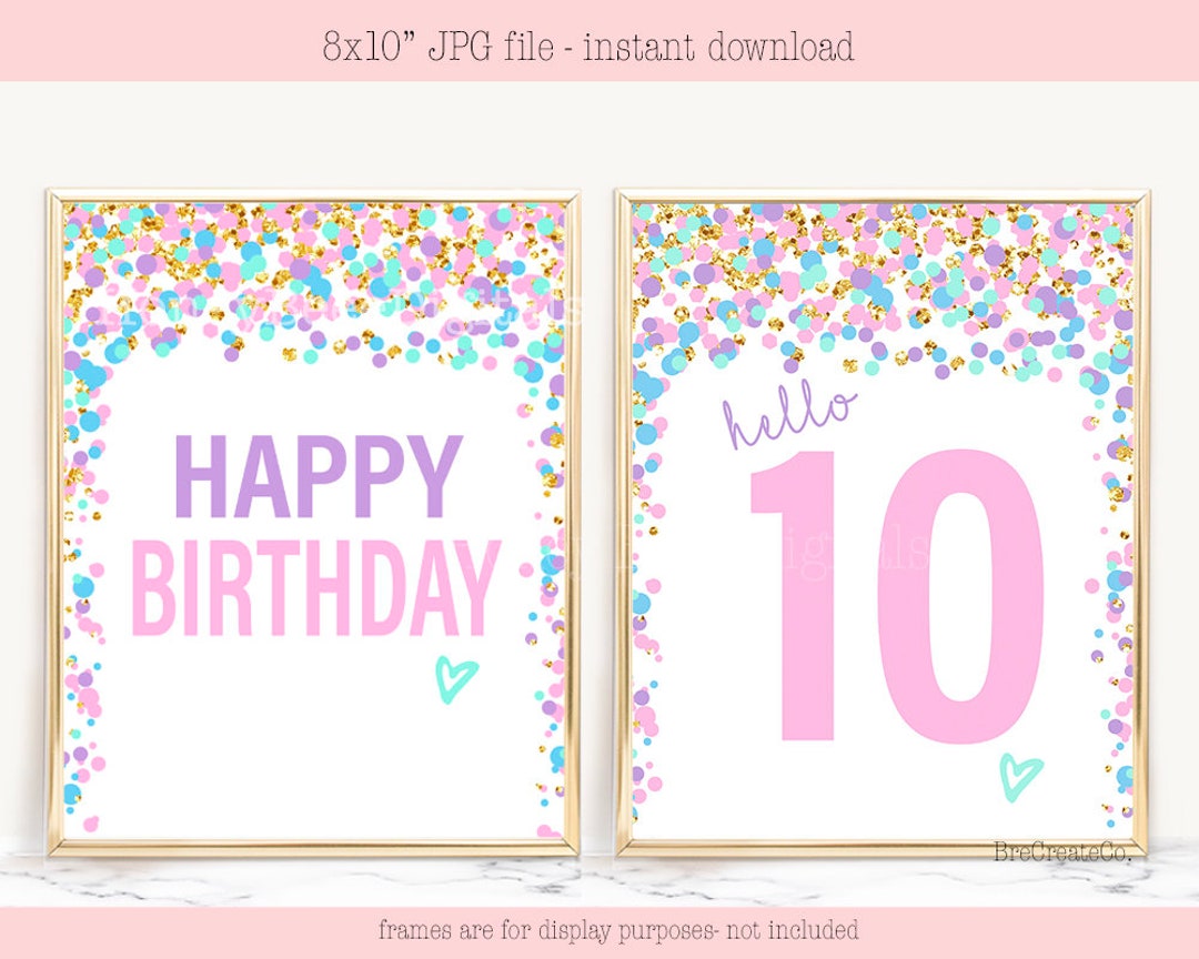 Hello 10 Sign | Printable | Happy Birthday Sign | 10th Birthday Decor ...