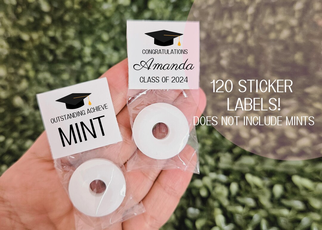 120 Printed Personalized Sticker Labels, Graduation Party Mint Favor ...
