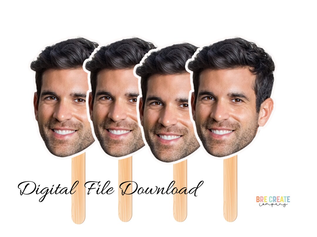 Printable-face Fan on a Stick Digital File Face Birthday Party People ...