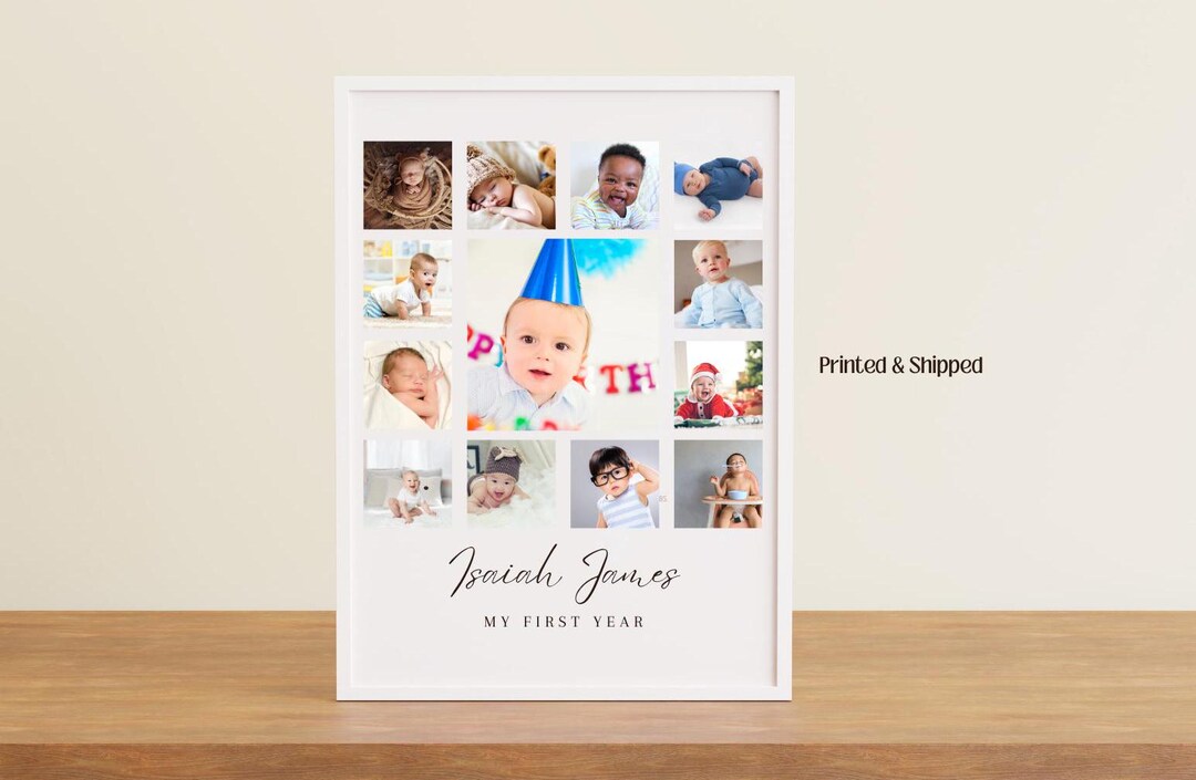 First Birthday Collage | Newborn to 12 Months | Photo Poster ...