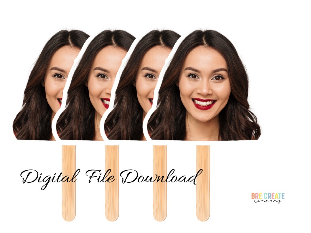 Printable-face Fan on a Stick Digital File Face Birthday Party People ...