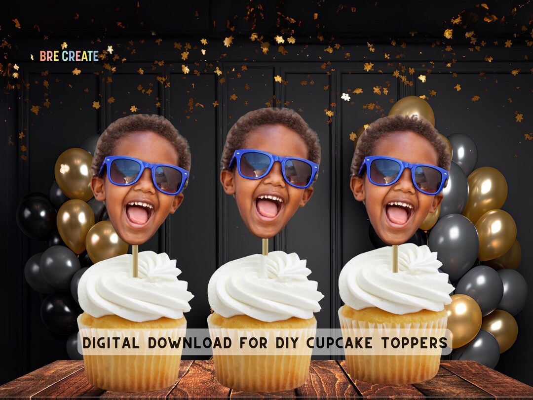 PRINTABLE - Photo Face Cupcake Toppers | Digital File | DIY | Face ...