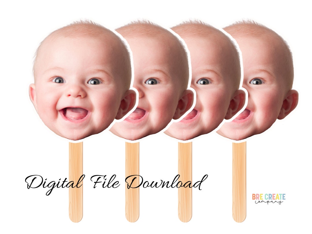 Printable-face Fan on a Stick | Digital File | Face | Birthday | Party ...