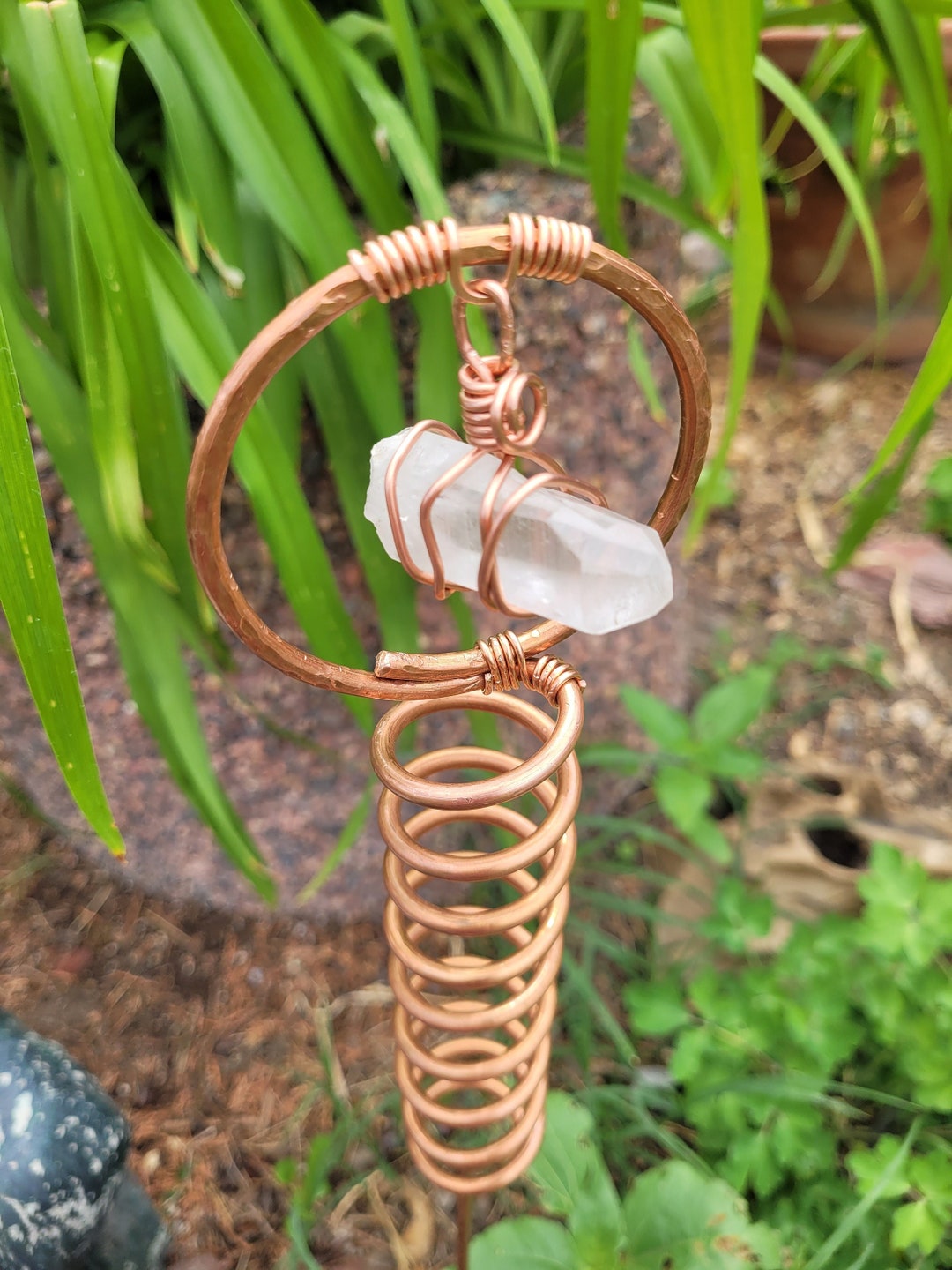Copper and Crystal Garden Art large Lemurian Quartz and Copper ...