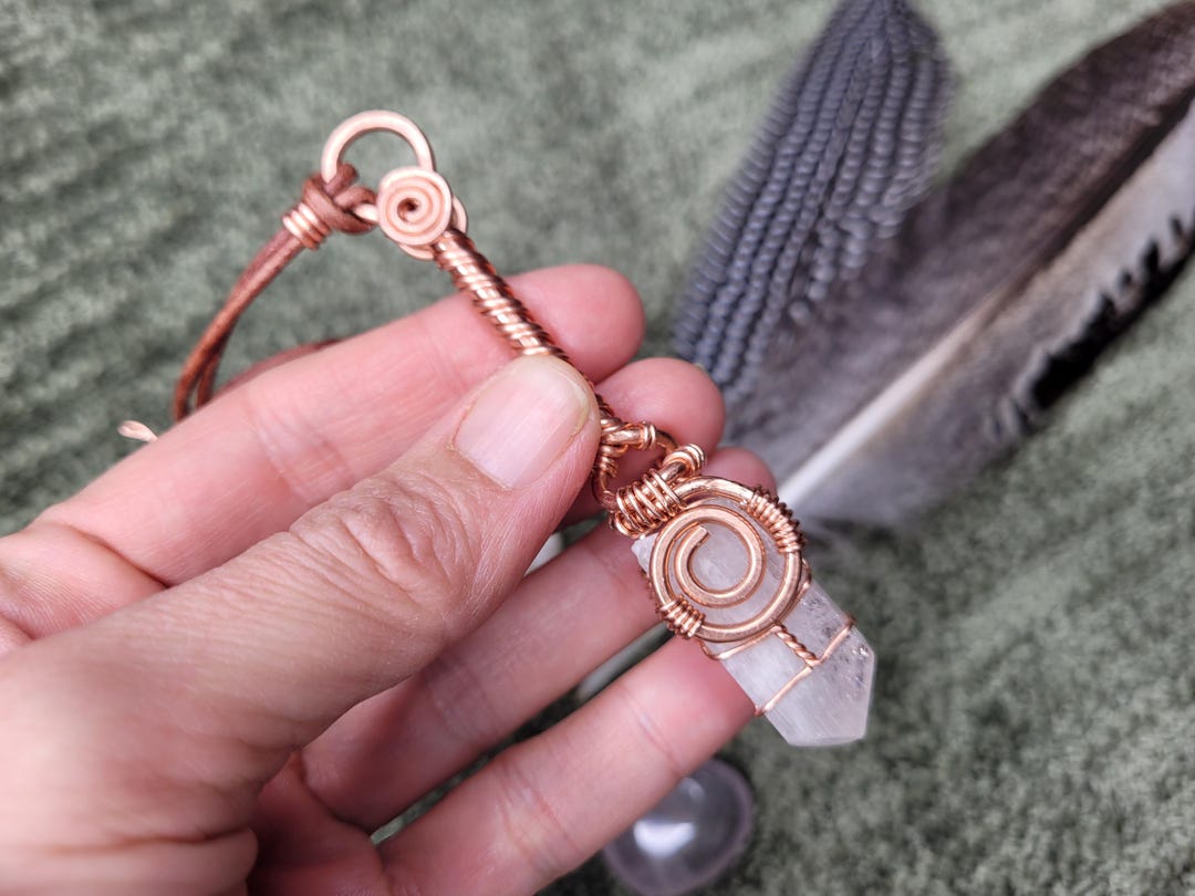 Danburite and Copper Wand Pendant, Miniature Magic Wand, Miniature Wand ...