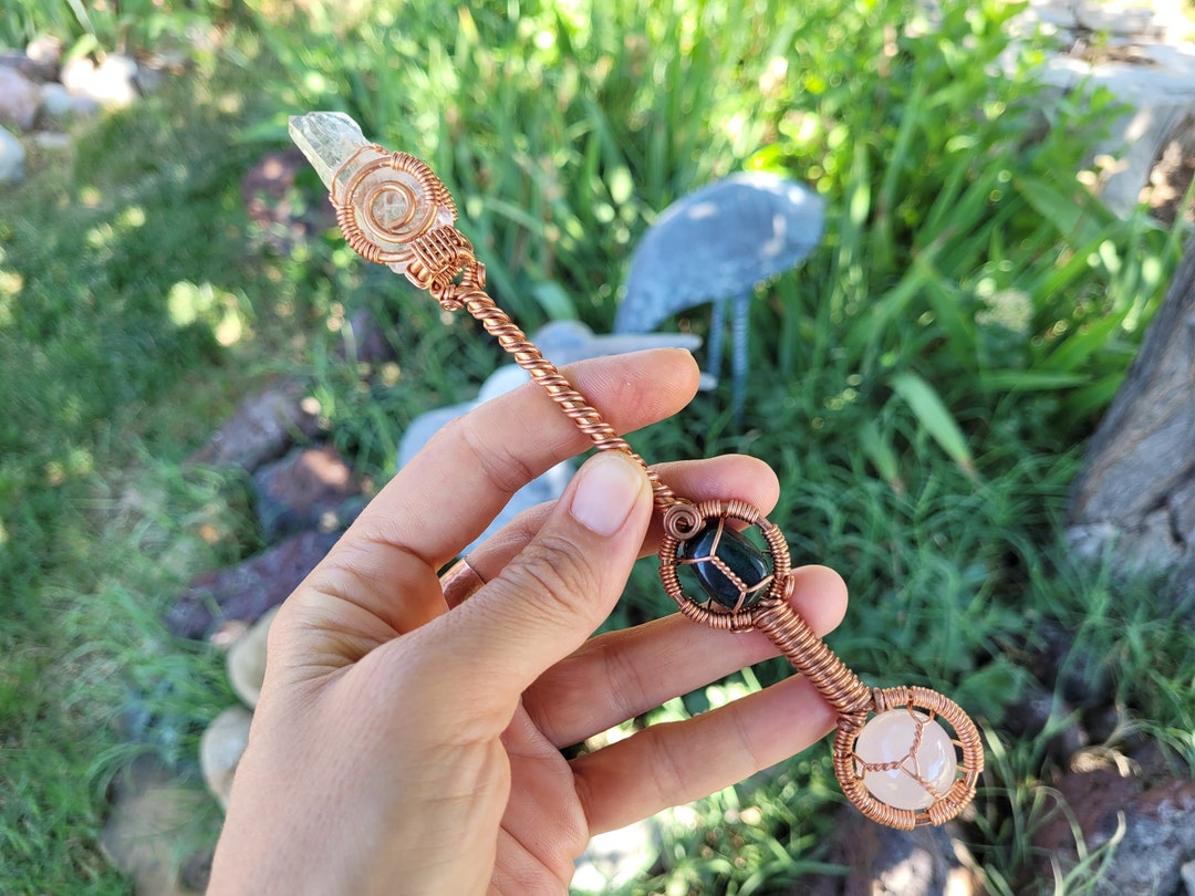 Copper Wand, Lemurian Quartz, Malachite, Rose Quartz Sphere, Crystal ...