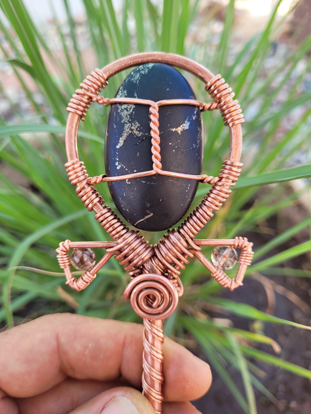 Copper Ankh Wand, Life Force Energy, Copper and Crystal Talisman ...
