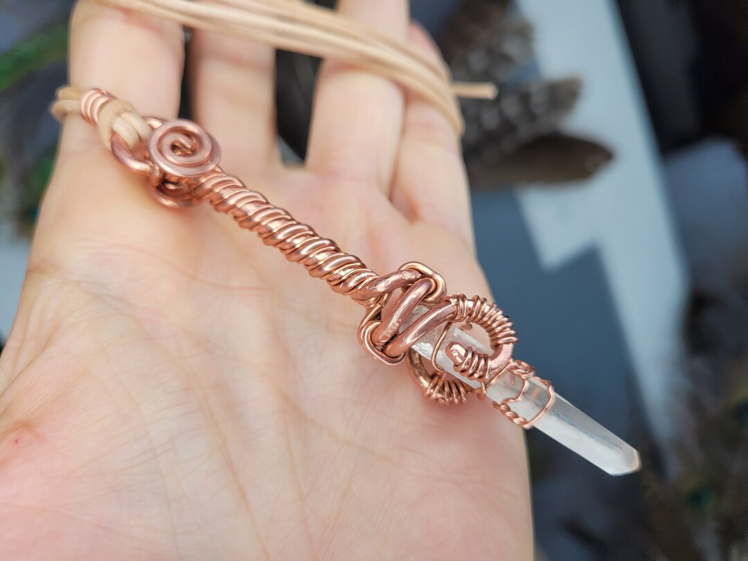 Miniature Lemurian Quartz and Copper Wand Pendant 88, Magic Wand ...